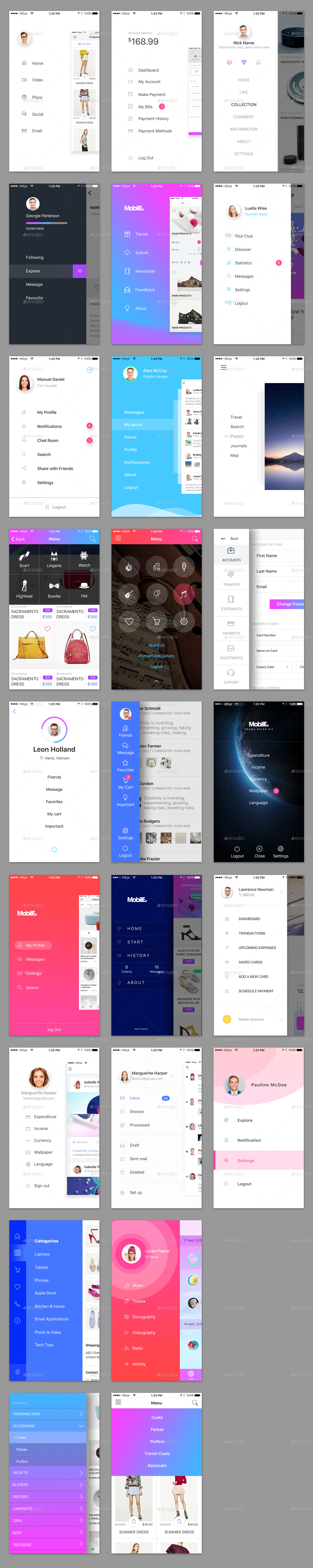 Mobile Theme UI/UX Kit, Web Elements | GraphicRiver